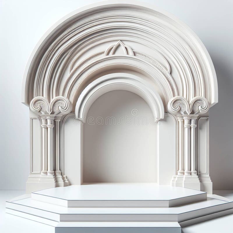 Elegant White Architectural Stage Stock Illustration - Illustration of ...
