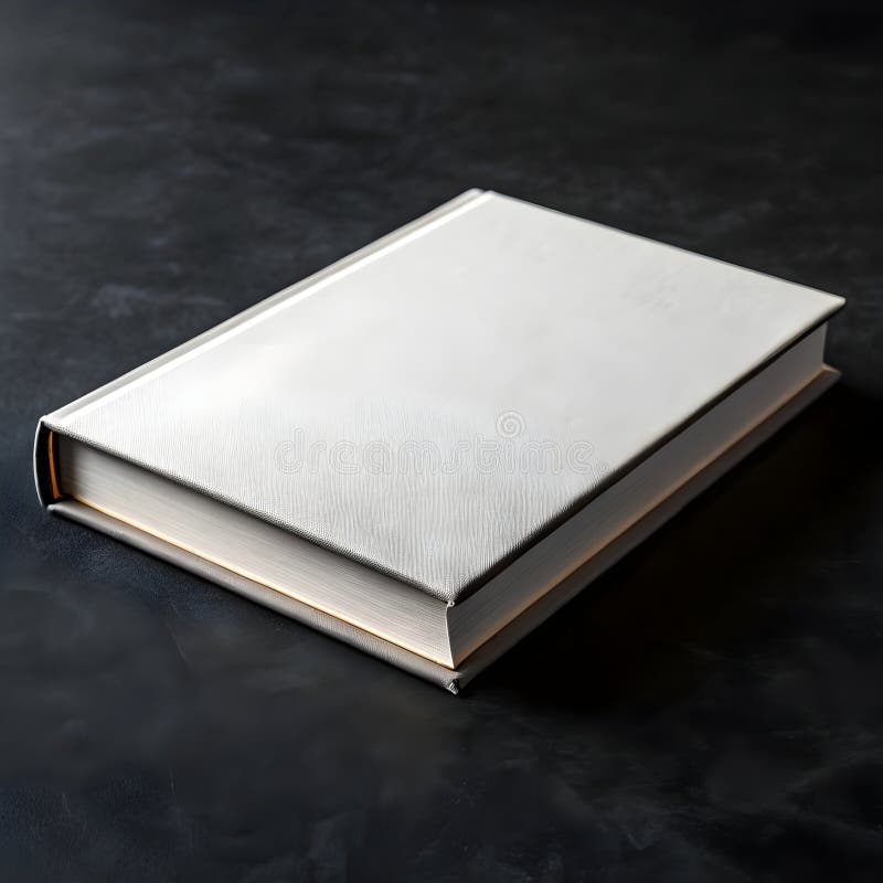 Elegant White Book Laying Flat on a Dark Surface with Subtle Shadow and ...