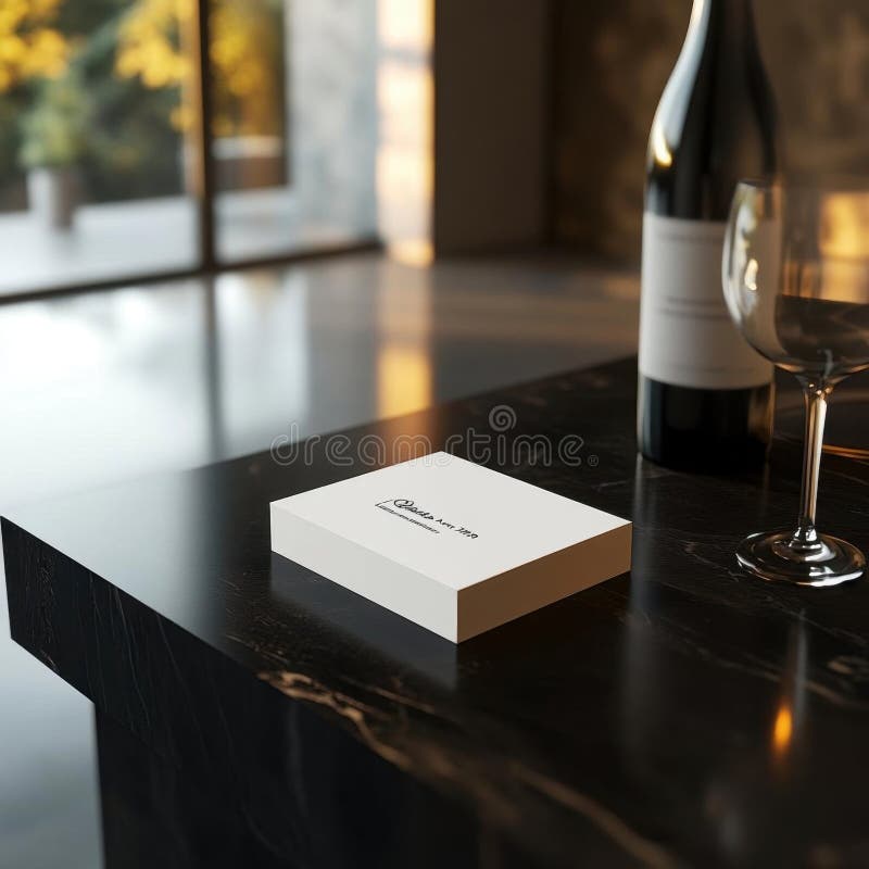 Elegant White Box on Black Marble Table Stock Illustration ...