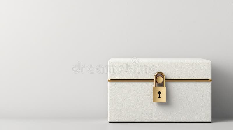Elegant White Box with a Golden Lock Sits Against a Minimalist Backdrop ...