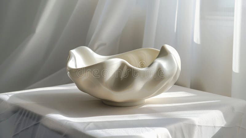 Elegant White Ceramic Bowl in Soft Natural Lighting Stock Photo - Image ...
