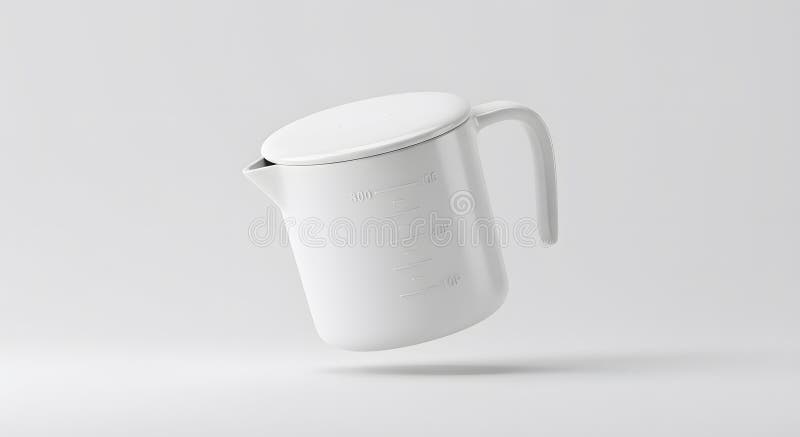Elegant White Ceramic Measuring Pitcher with Lid and Handle, Kitchen ...