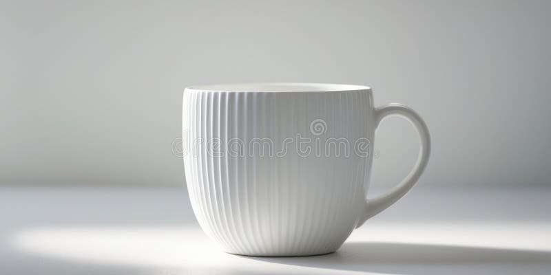 Elegant White Ceramic Mug with Ribbed Texture Stock Image - Image of ...