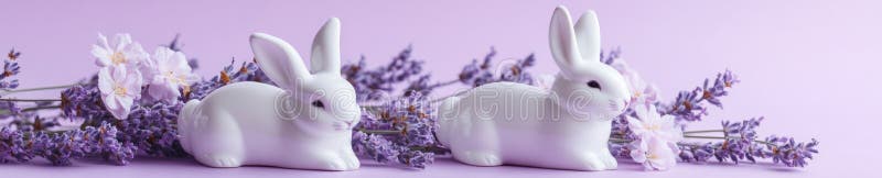Elegant White Ceramic Rabbit Ornaments with Lavender and Flowers for ...