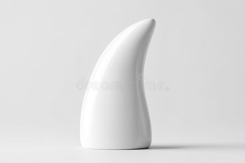Elegant White Ceramic Shark Fin Sculpture Displayed on a Plain ...