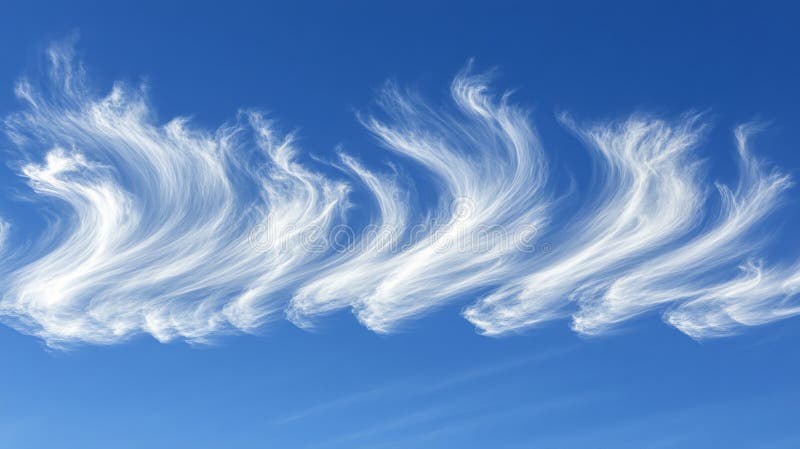 Elegant White Cirrus Clouds Drifting Across Blue Sky Stock Illustration ...
