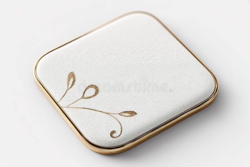 Elegant White Coaster with Gold Floral Design Displayed on a Plain ...