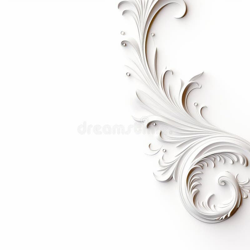 Elegant White Corner Frame with Ornate Baroque Scrollwork Design Stock ...
