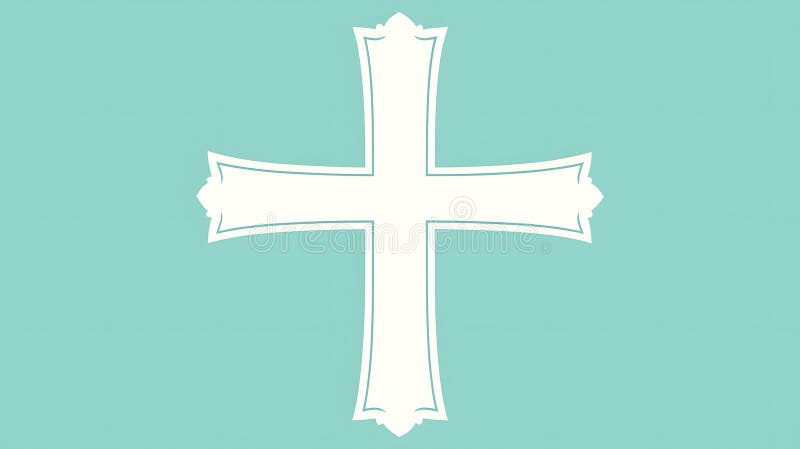 Elegant White Cross on a Soft Teal Background Stock Illustration ...