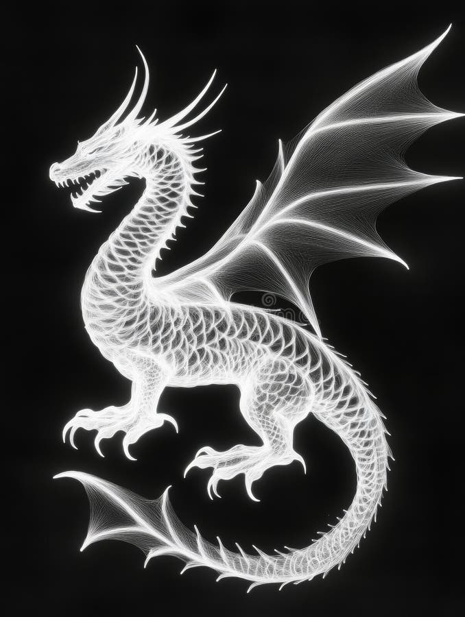 Elegant White Dragon Illustration Mystical Powerful Elegant Serene ...