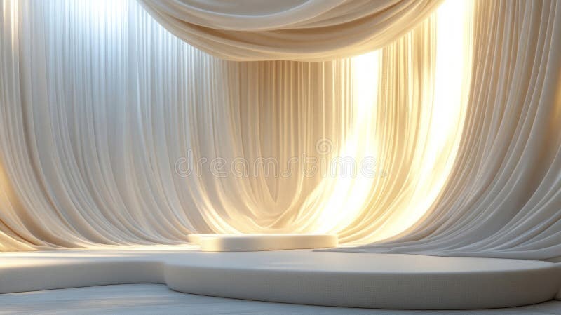 Elegant White Draped Stage with Warm Lighting Stock Illustration ...