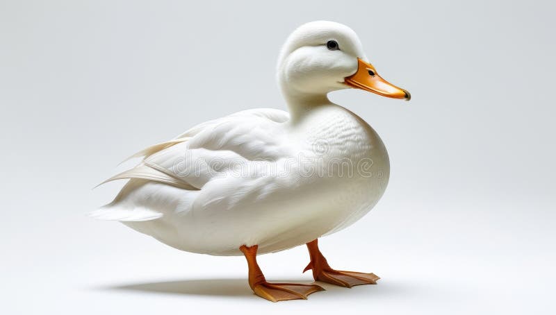 Elegant White Duck Posing on a Seamless White Background in a Studio ...