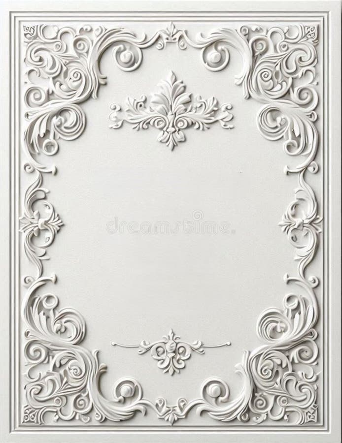 Elegant White Embossed Floral Pattern on Square Frame Stock ...