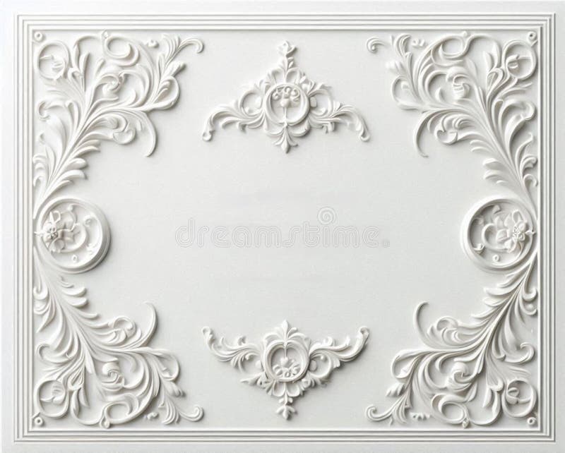 Elegant White Embossed Floral Pattern on Square Frame Stock ...