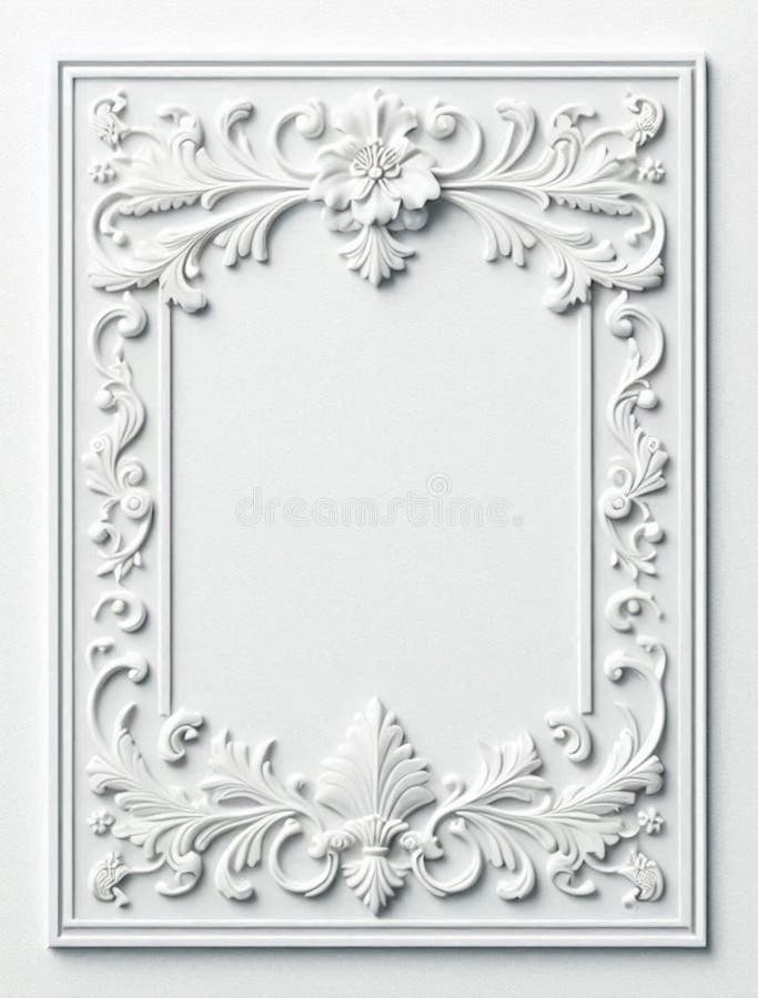 Elegant White Embossed Floral Pattern on Square Frame Stock ...