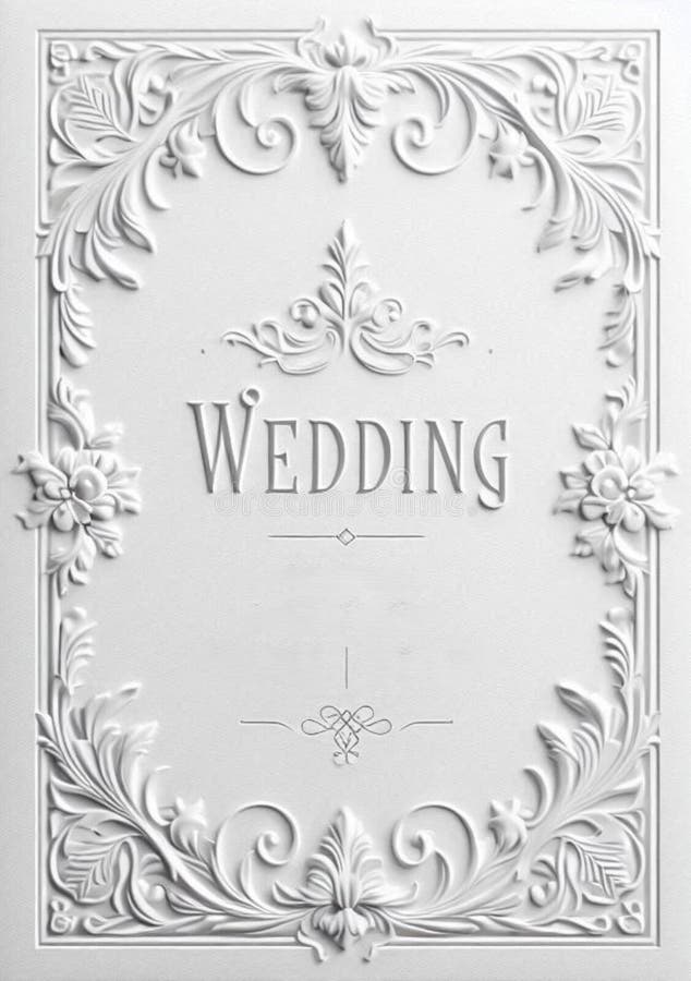 Elegant White Embossed Floral Pattern on Square Frame for Wedding ...