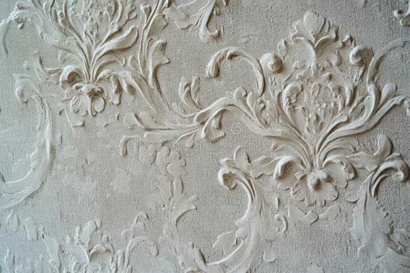 Elegant White Embossed Floral Wallpaper Design Stock Illustration ...