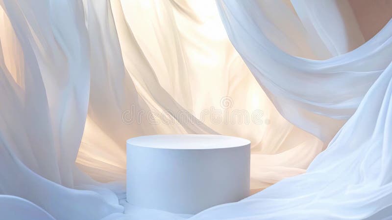 Elegant White Fabric Background with Circular Platform for Product ...