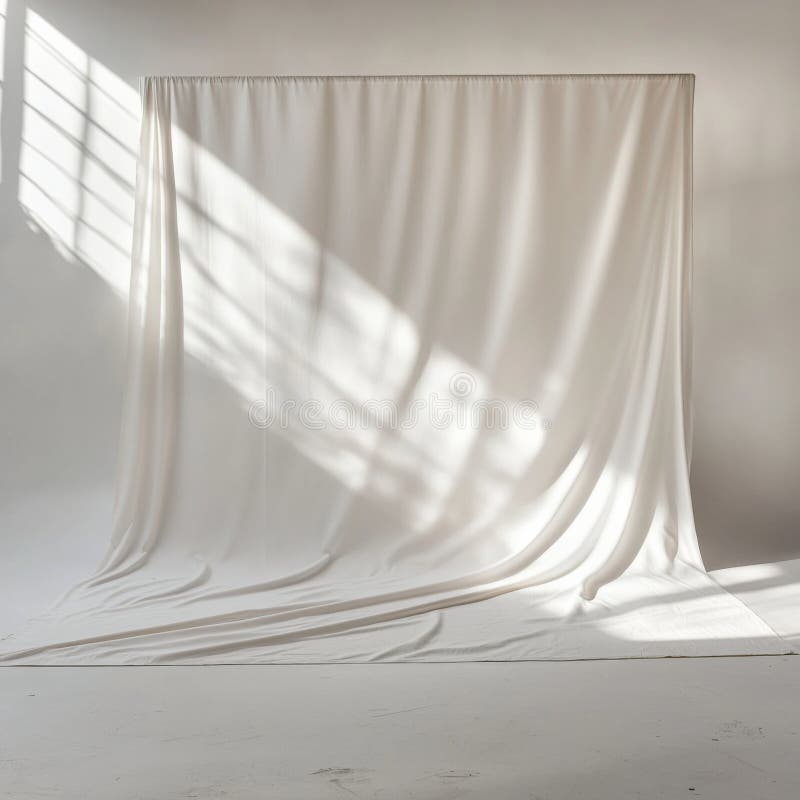 Elegant White Fabric Background with Soft Sunlight and Shadows Stock ...