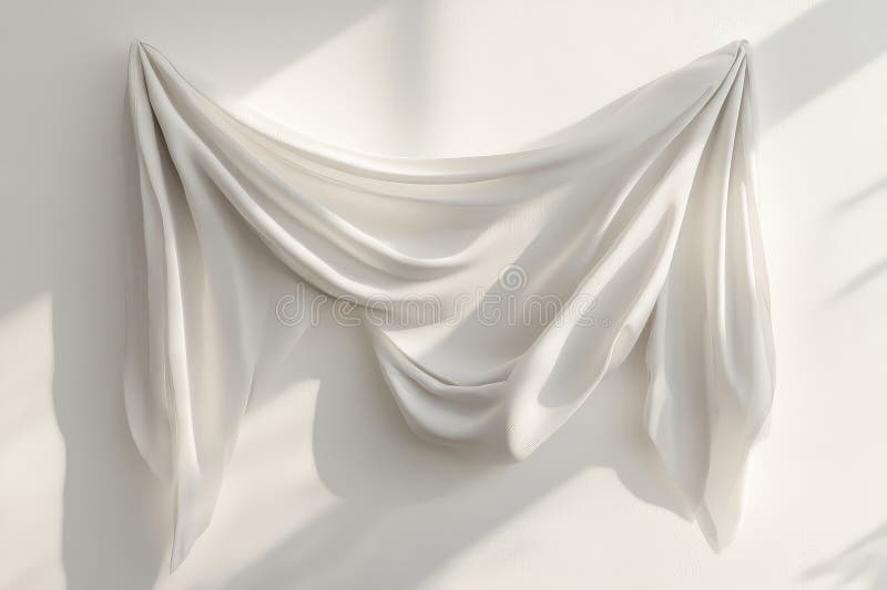 Elegant White Fabric Draped on Wall with Soft Shadows Stock ...