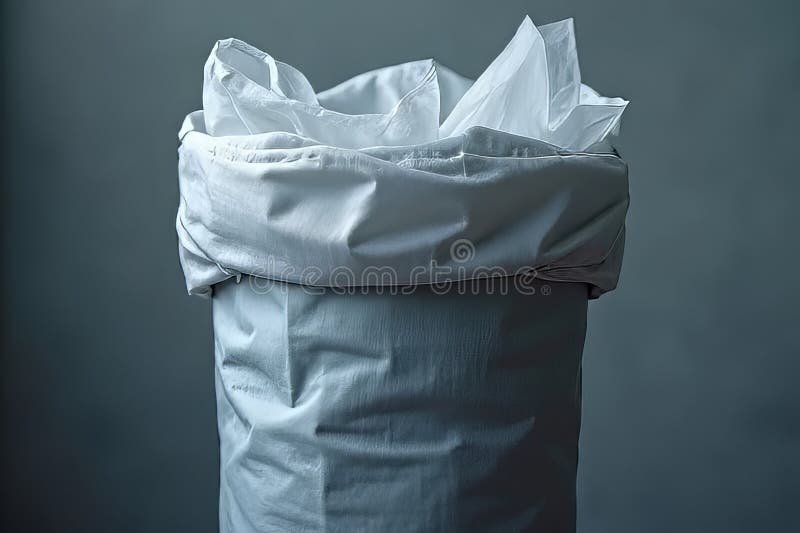 Stylish White Fabric Waste Bin with Crumpled Tissue Paper Practical and ...