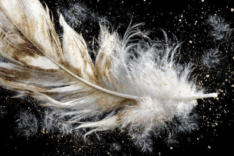 White Feather Particles Floating Dark Background Stock Photos - Free ...