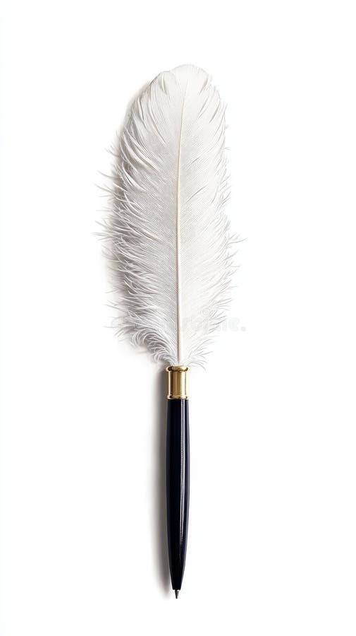 Elegant White Feather Pen with a Black Handle Perfect for Writing or As ...