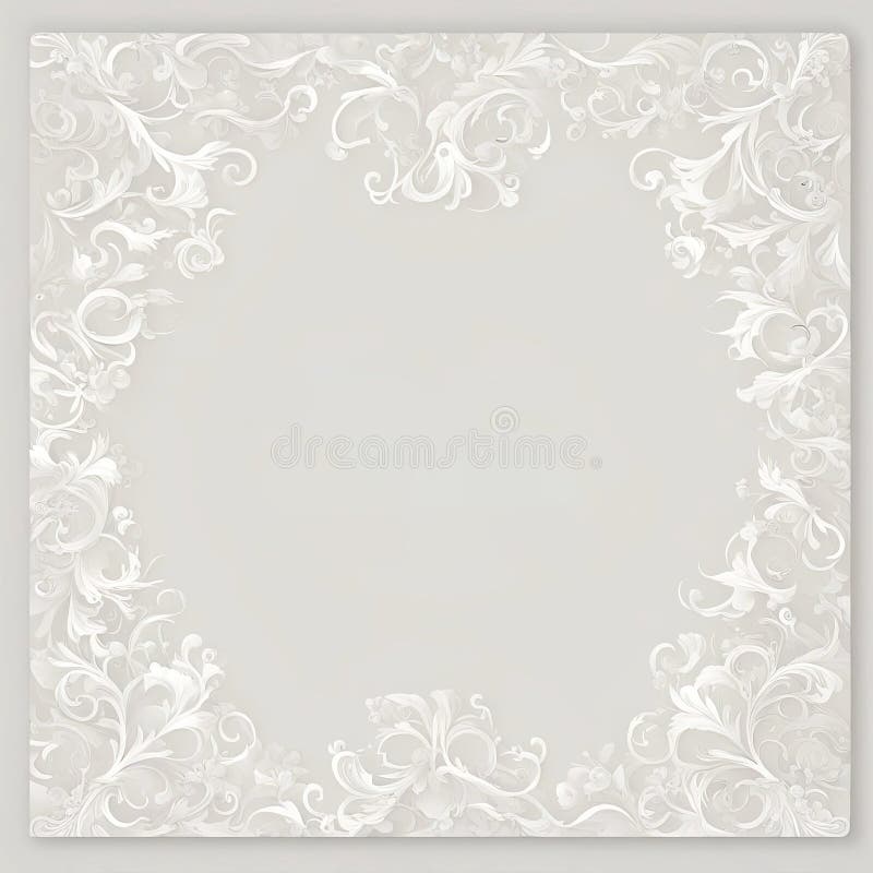 Elegant White Floral Patterns Frame a Subtle, Pastel Gray Background ...