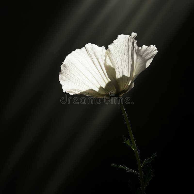 Elegant White Flower with Dramatic Lighting and Shadow Contrast on a ...