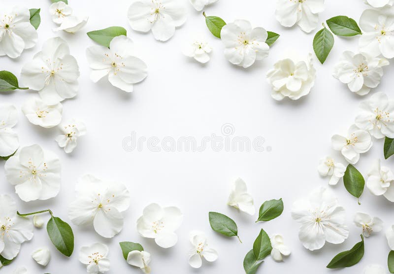 Elegant White Flowers Frame Border Spring Blossom High Quality Image ...