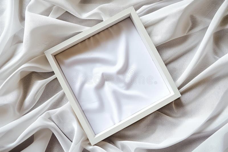 Elegant White Frame on Luxurious Satin Fabric Stock Illustration ...