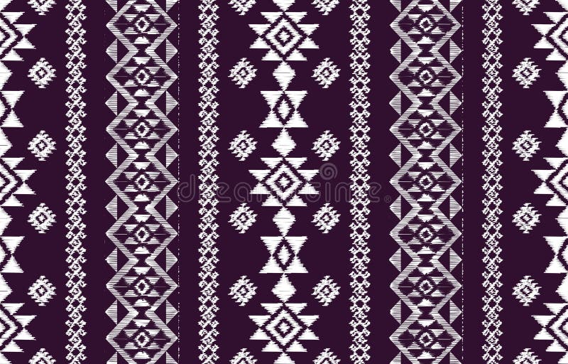 Elegant White Geometric Ethnic Pattern on Deep Purple Background ...