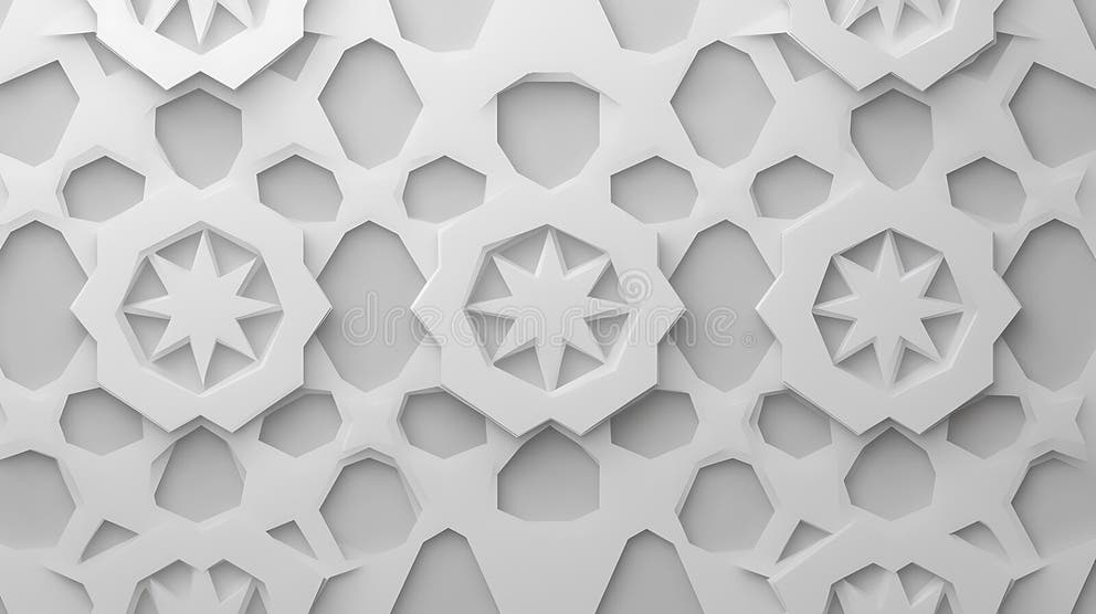 Elegant White Geometric Pattern Background with Intricate Star and ...
