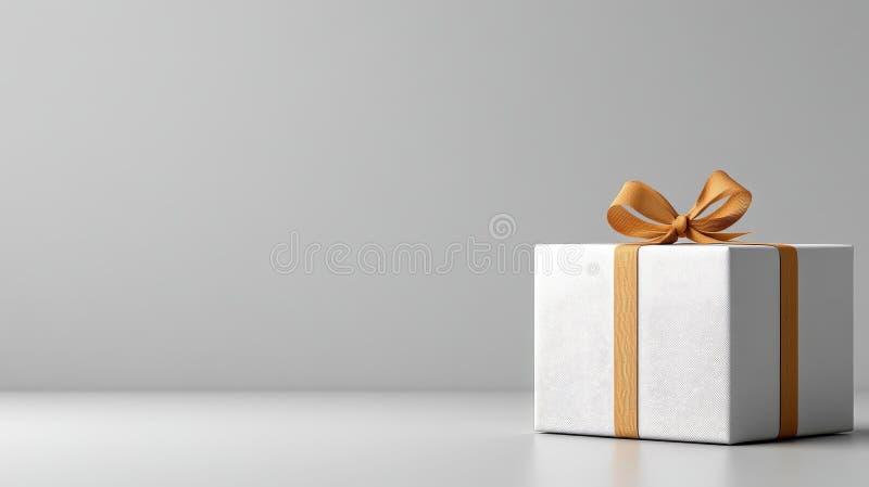 Elegant White Gift Box with Gold Ribbon Stock Illustration ...