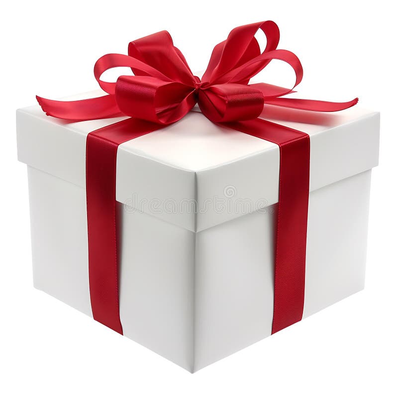 Elegant White Gift Box with Red Ribbon Isolated Stock Illustration ...