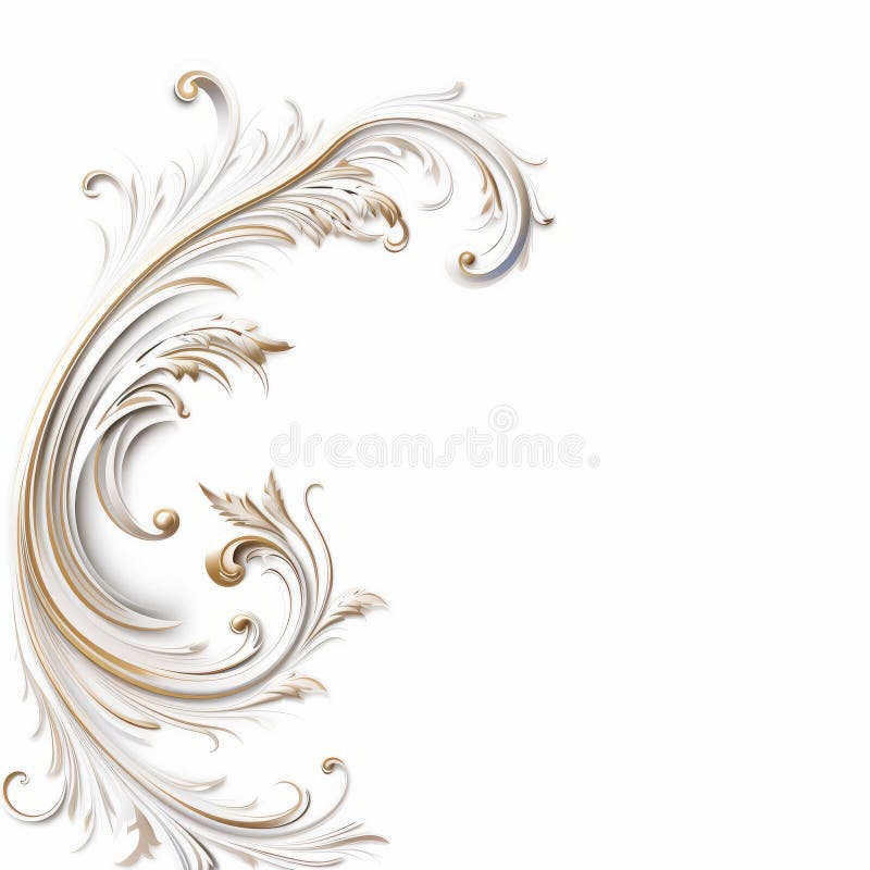 Elegant White and Gold Decorative Scroll with Hyper-realistic Barroco ...