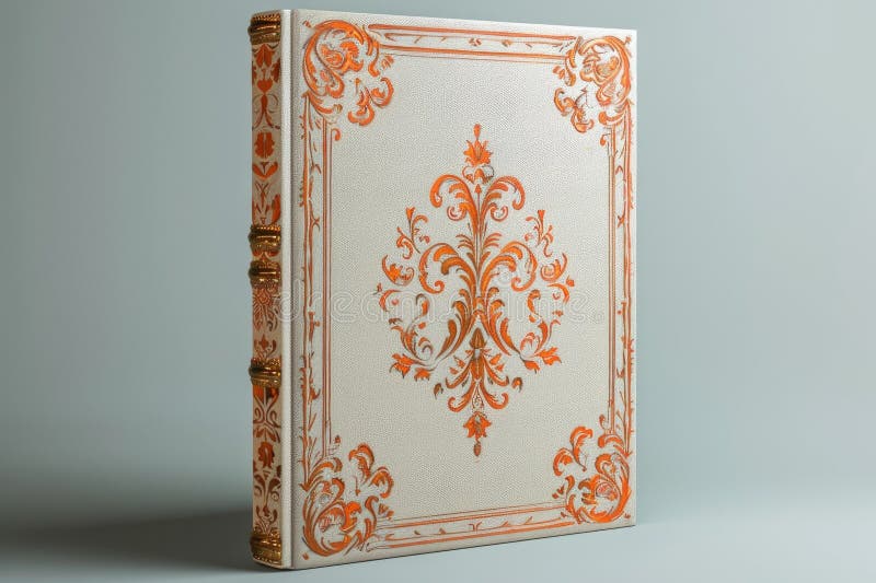 Elegant White and Gold Embossed Decorative Leather Book Stock ...