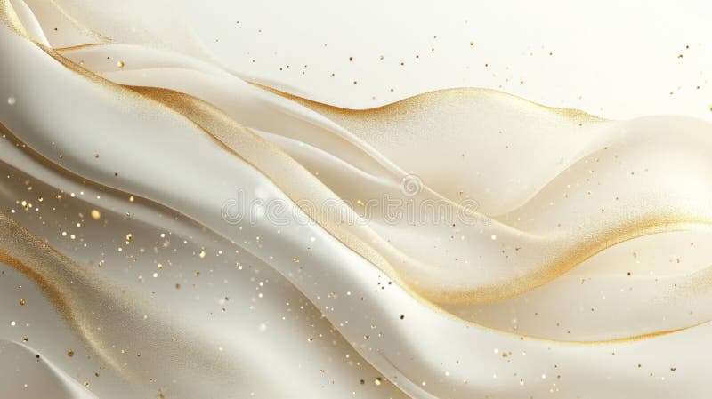 Elegant White and Gold Fabric Drape with Glitter Stock Illustration ...
