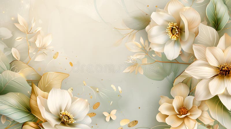 Elegant White and Gold Flowers. Template for Quotes, and Greetings ...