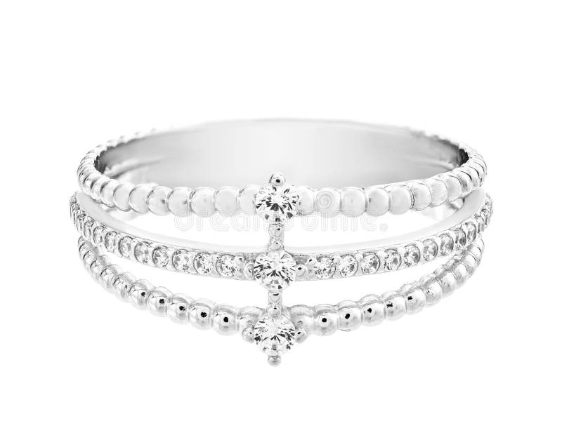 Elegant White Gold Ring in the Form of Three Connected Rings with ...