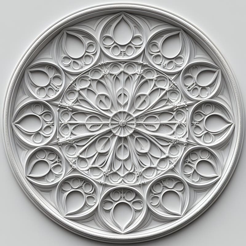 Elegant White Gothic Rose Window Design Architectural Ornament 3D Model ...