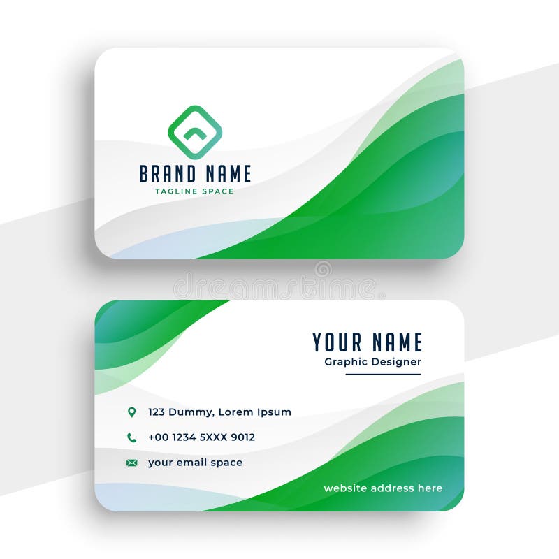 Elegant White and Green Business Card Design Template Stock Vector ...