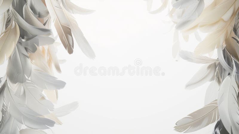 Elegant White and Grey Feather Frame on a Light Background Stock Photo ...