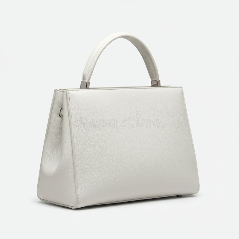 Elegant White Handbag with a Structured, Trapezoidal Shape and a ...