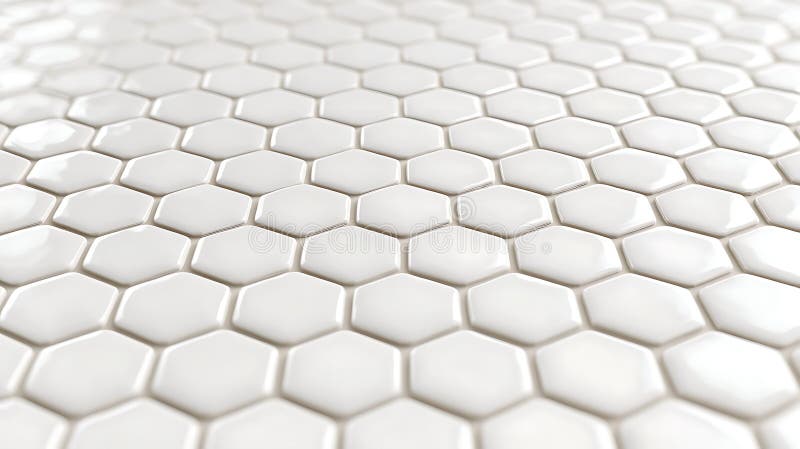 Elegant White Hexagonal Tile Surface with Reflective Glossy Finish ...