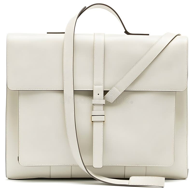 Elegant White Leather Briefcase with Shoulder Strap for Professional ...