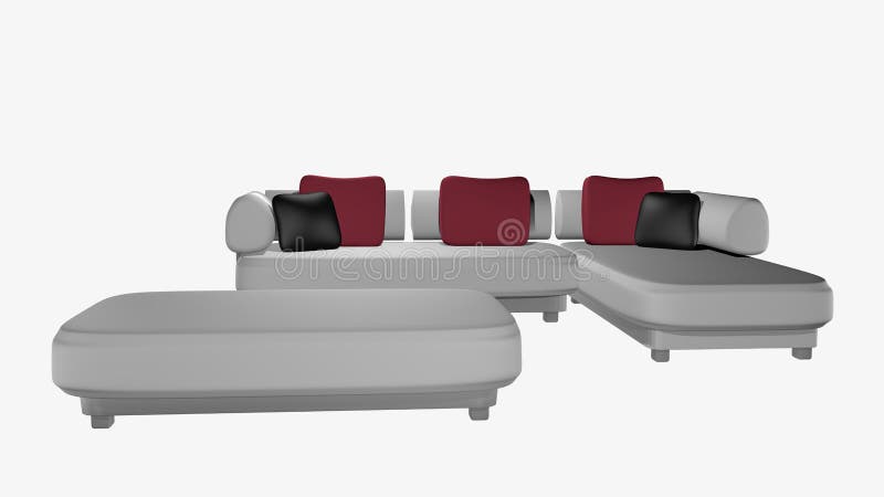 Elegant, White Leather Sofa from Front View Stock Illustration ...