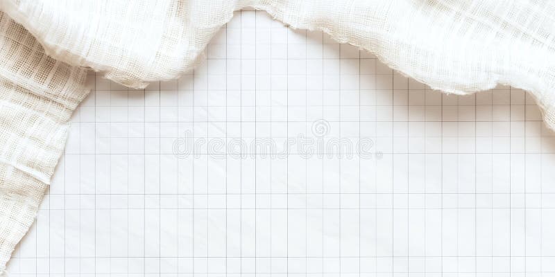 Elegant White Linen Fabric Draped on Gridded Paper Background Stock ...