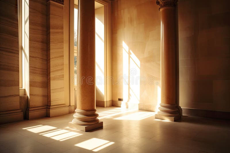 Elegant White Marble Column in Realistic Room with Natural Light ...