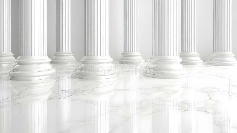 Elegant White Marble Pillars in a Modern Space Stock Image - Image of ...